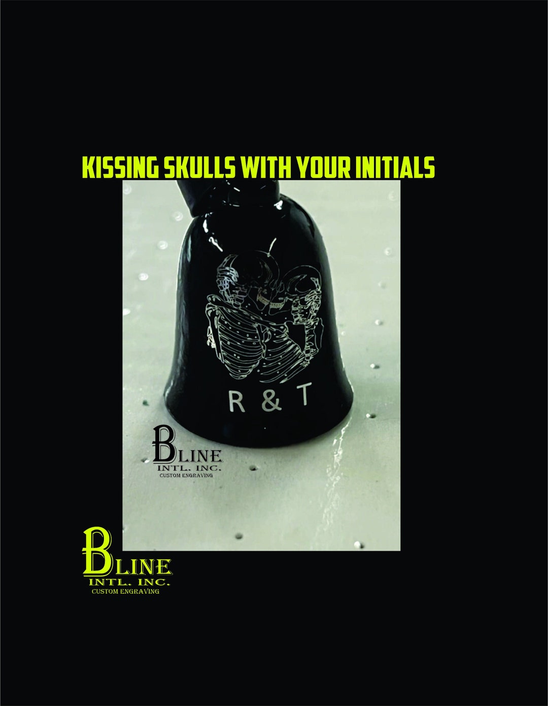 Custom Biker Gremlin Bell Kissing Skulls Engraving With Your - Etsy