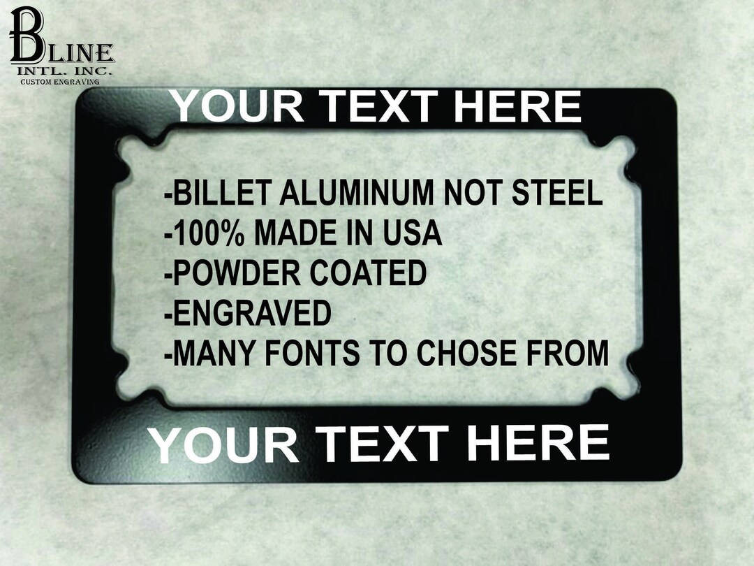 Motorcycle Billet Aluminum and Engraved License Plate Frame Motorcycle ...
