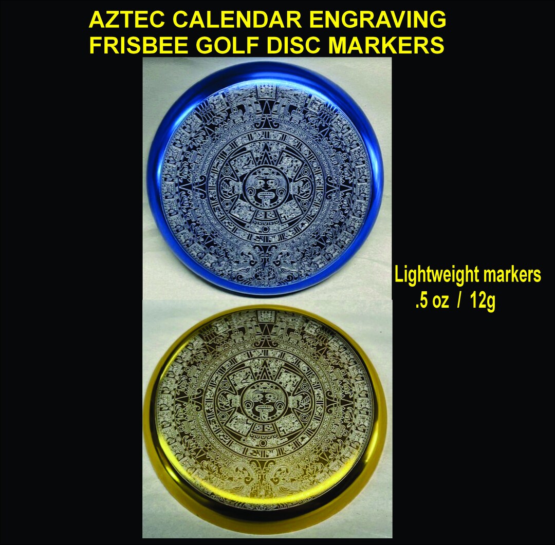 Frisbee Golf Disc Marker Custom Engraving Aztec Calendar Set of 2 - Etsy