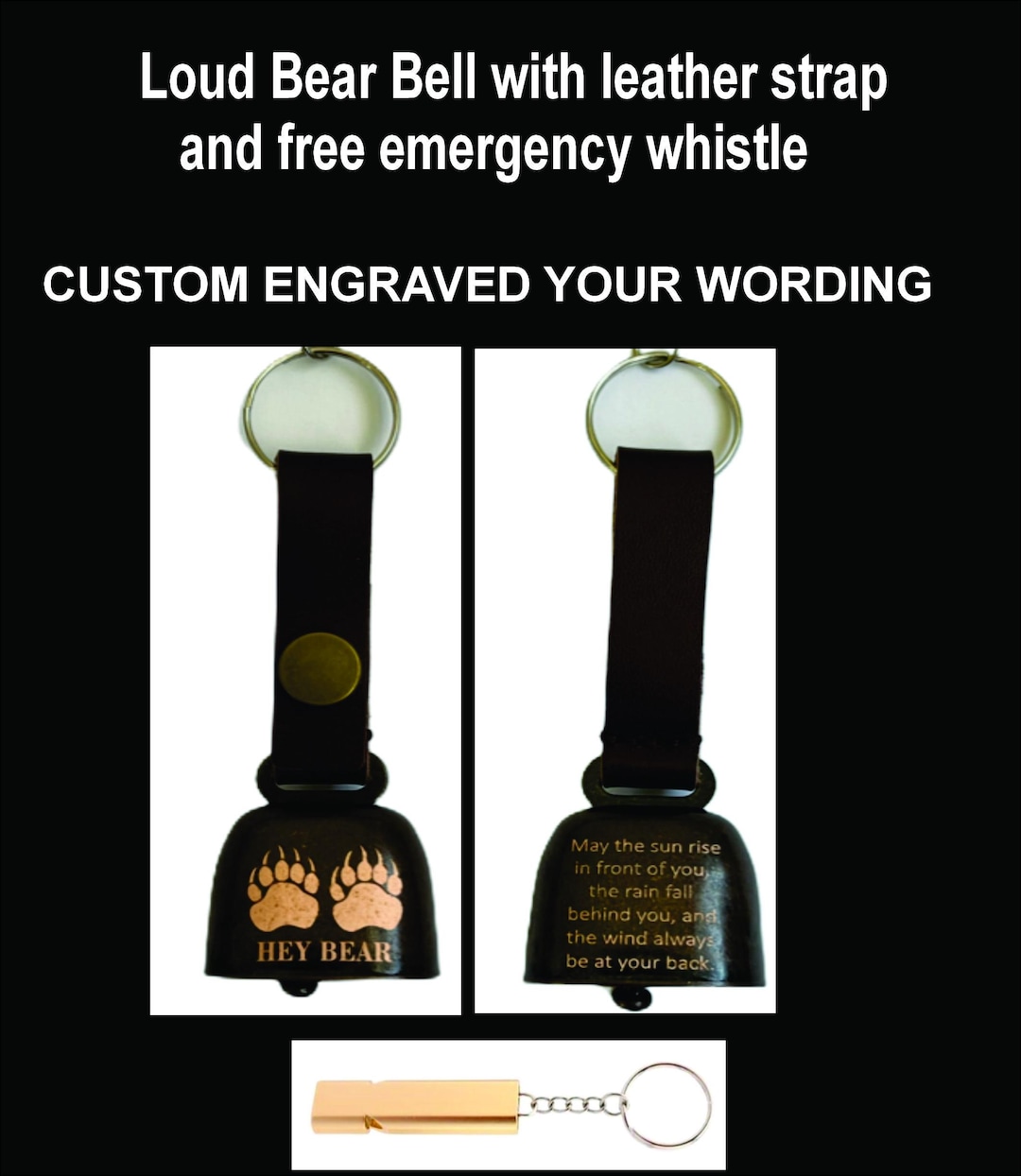 Custom Engraved Bear Bell: Loud Hiking Safety Bell, Mountain Bike - Etsy