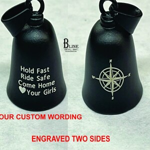 Custom Engraved Motorcycle Biker Bell, Gremlin Ride Charm, Black Finish ...