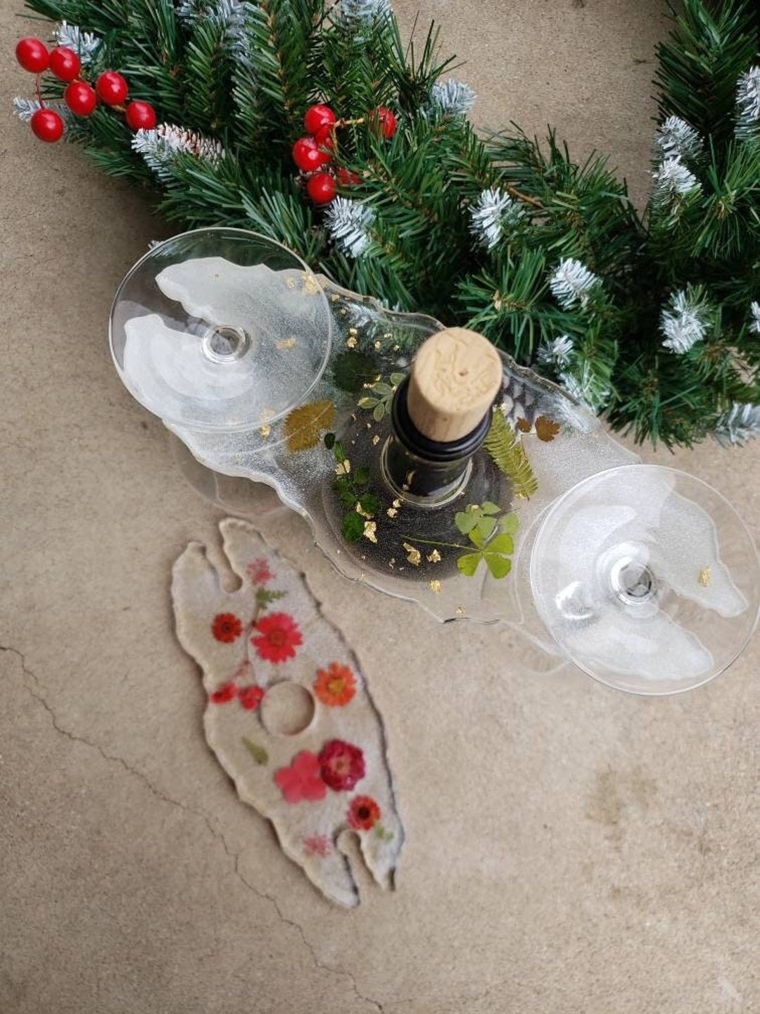Floral Resin Wine Butler, Champagne Butler, Caddy, Bottle Holder ...