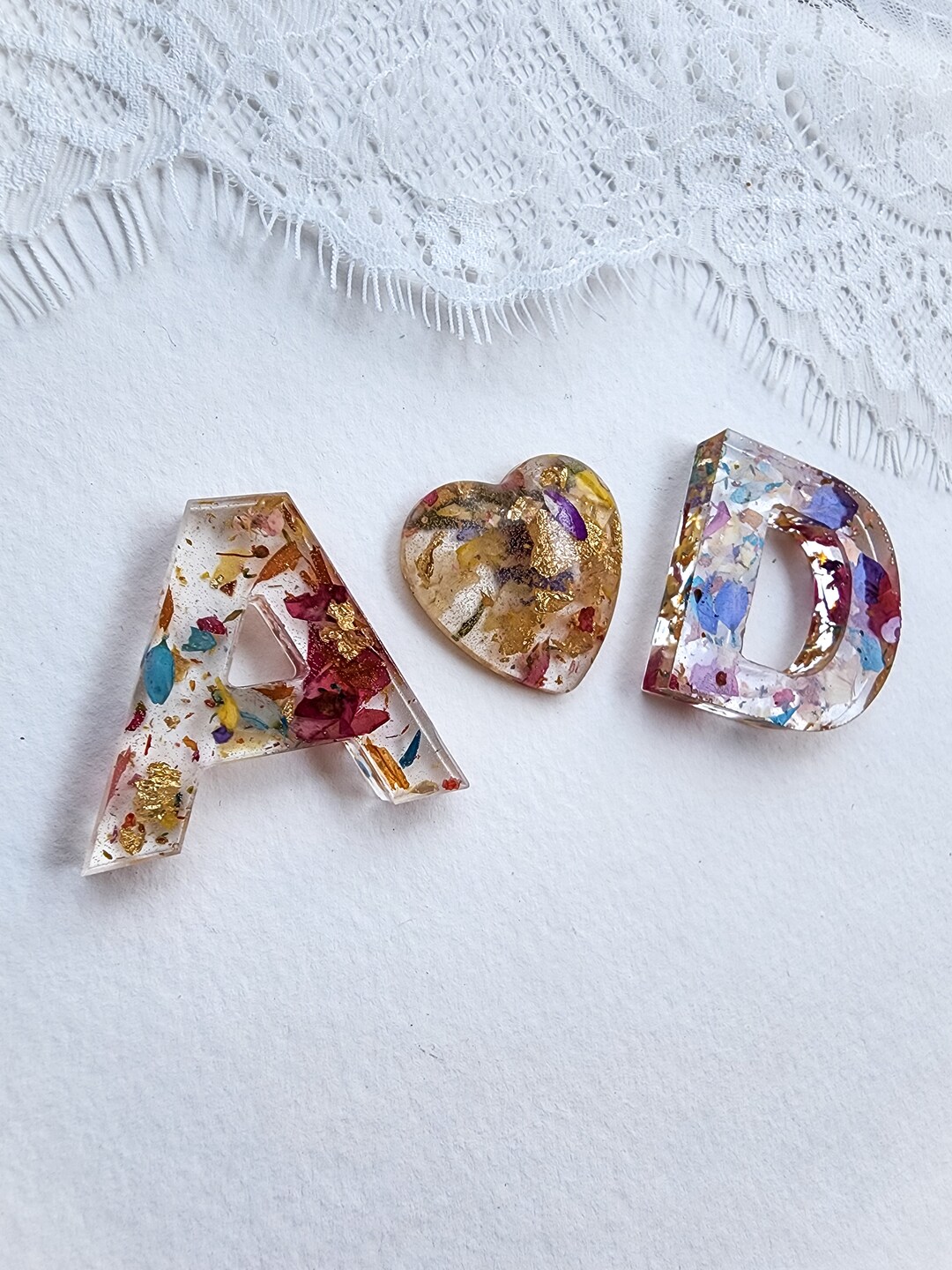 Pressed Flower Resin Letter, Custom Real Dried Flower Resin Letter Name ...