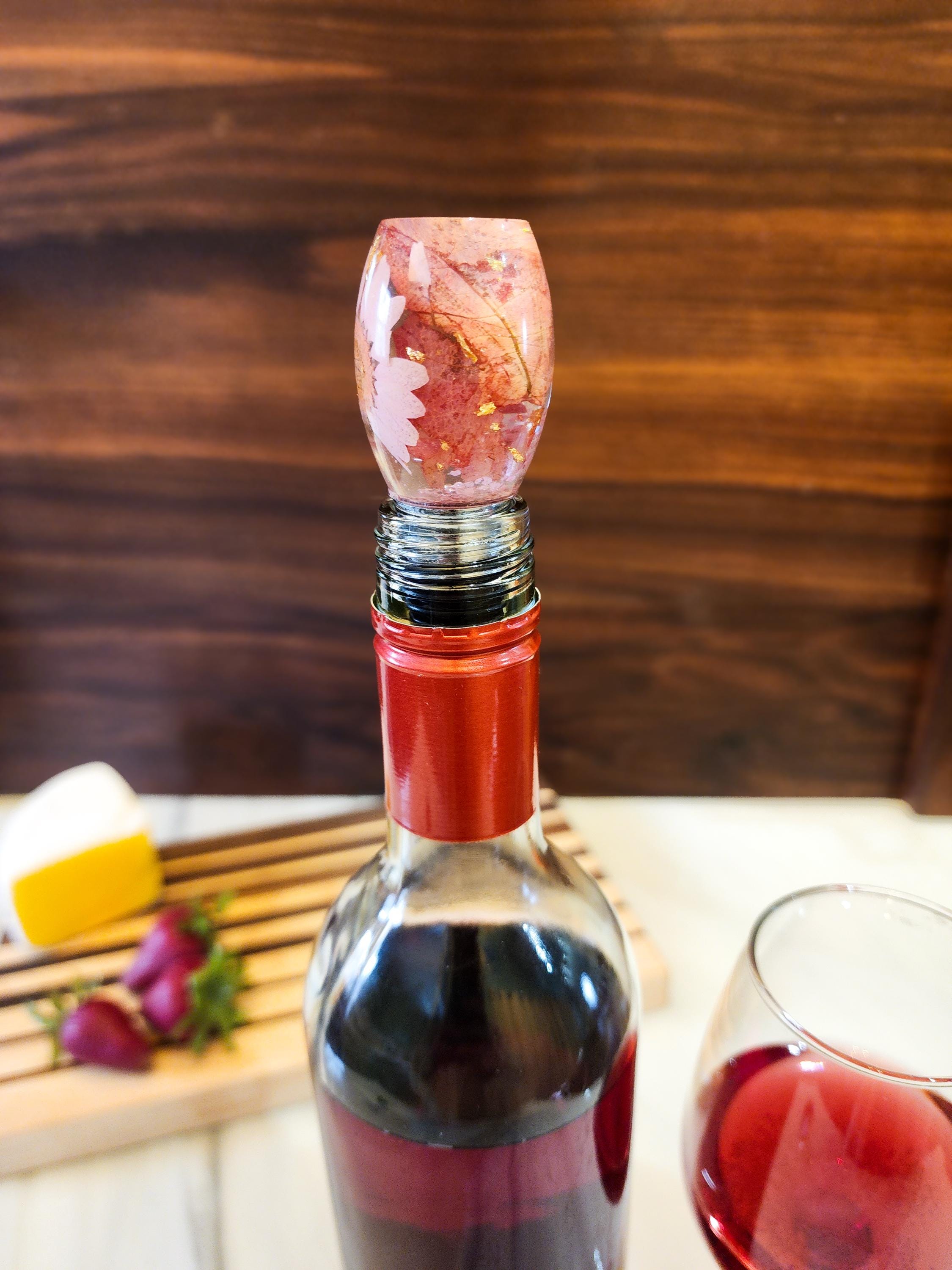 Floral Wine Stopper, Custom Bottle Stopper, Wine Cork, Engagement Gift ...