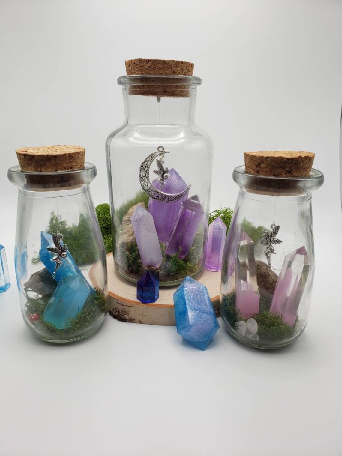 Fairy Bottle, Moss Terrarium, Crystal Decor, Nature Inspired Gift for ...