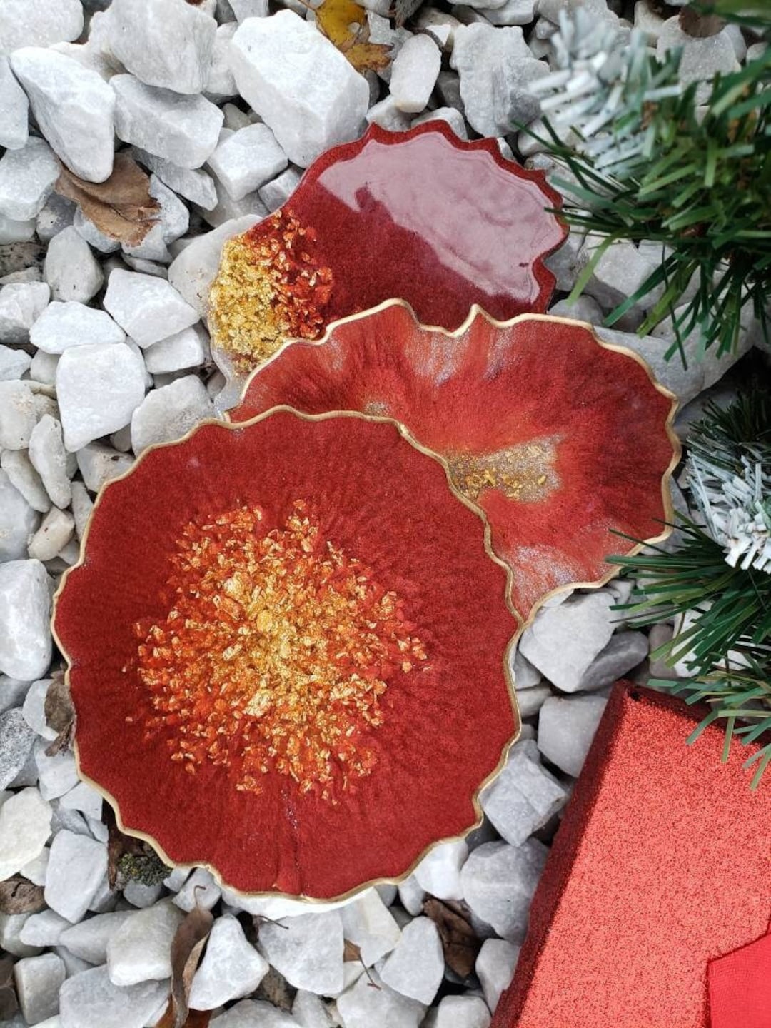 Ruby Red Coaster Gift Set, Mothers Day Gift, Wine Coaster, Geode ...
