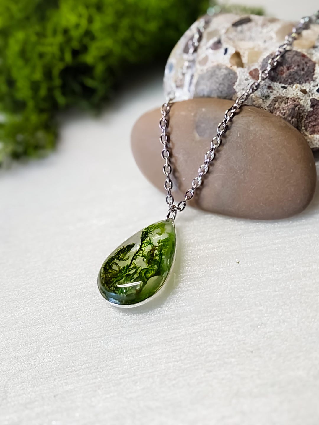 Real Dried Moss Pendant Necklaces for Women Real Moss Nature Inspired ...