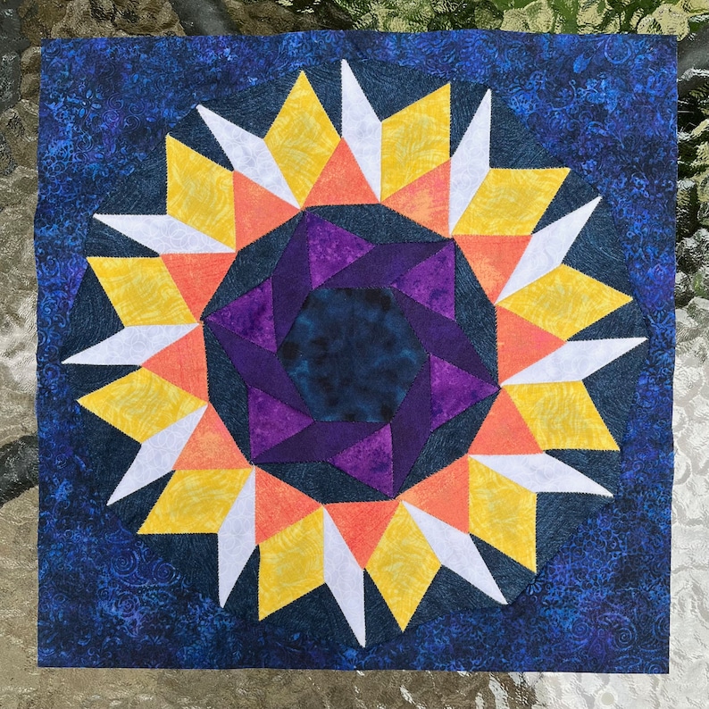 Sunburst 12” Quilt Block PDF Pattern - Etsy UK