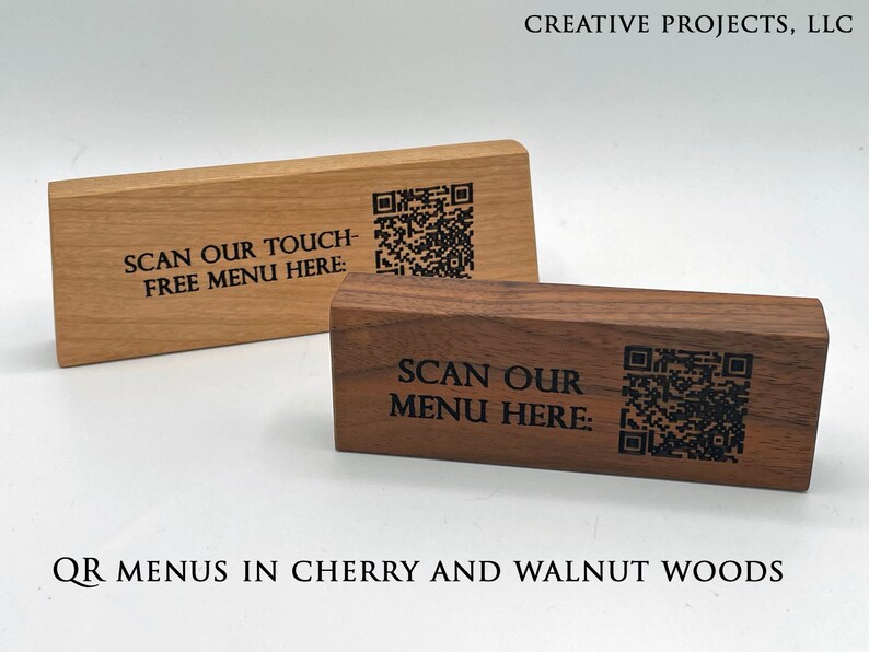 Custom Wood QR Code Menus for Your Restaurant Tables, Links to Your ...