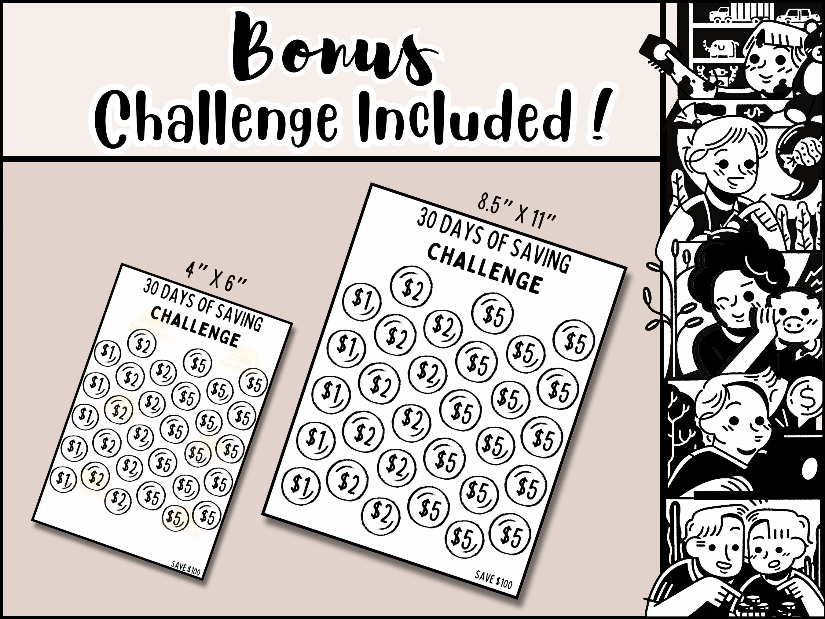 Simple Kids Savings Challenge Printable | Challenge Bundle | Coloring ...