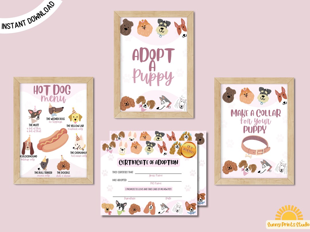Puppy Party Bundle, Adopt a Puppy, Dog Adoption Birthday Party, Dog ...
