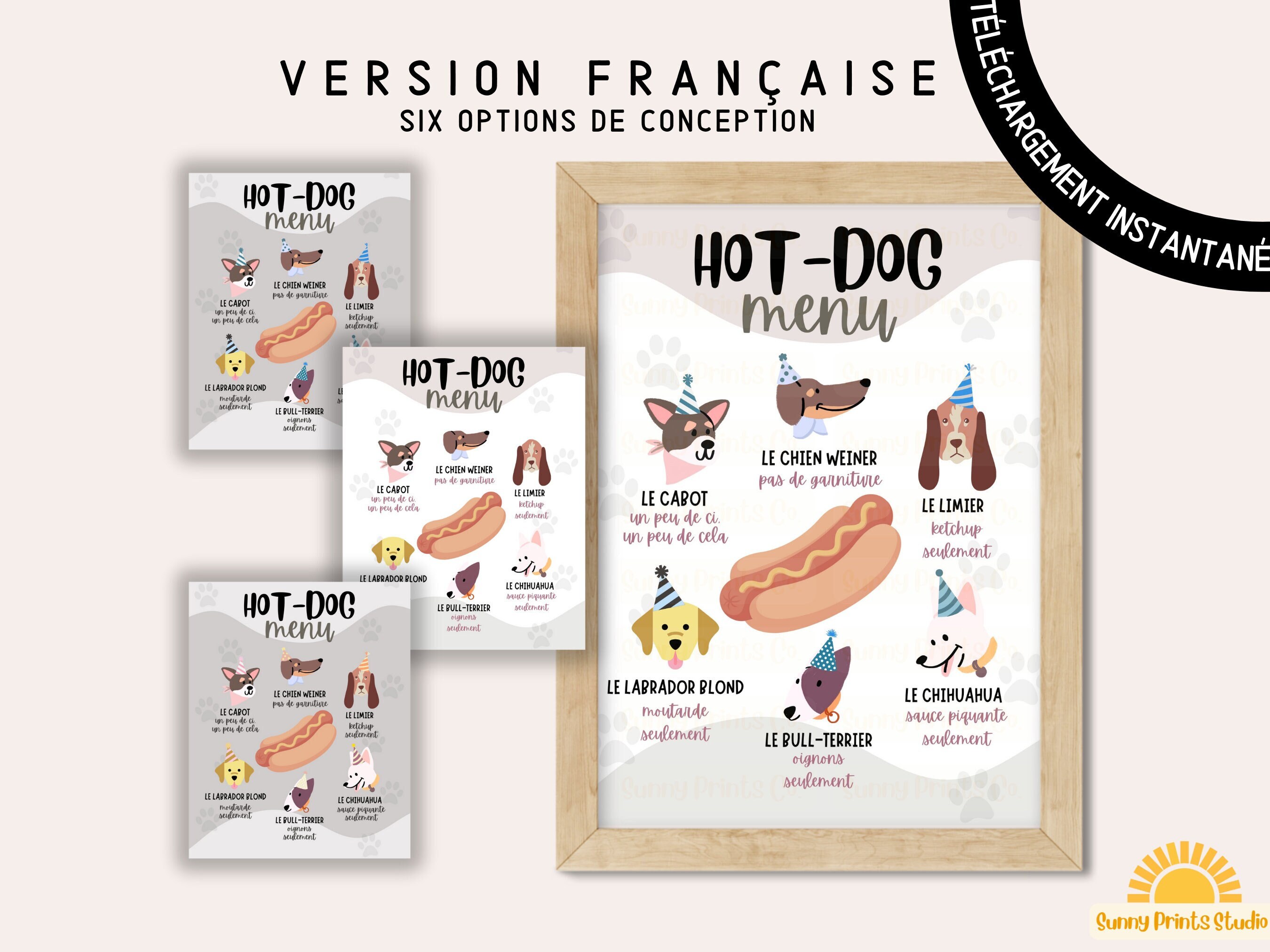 New! Hot Dog Bar Menu Sign, Printable, Birthday Party, Puppy Adoption ...