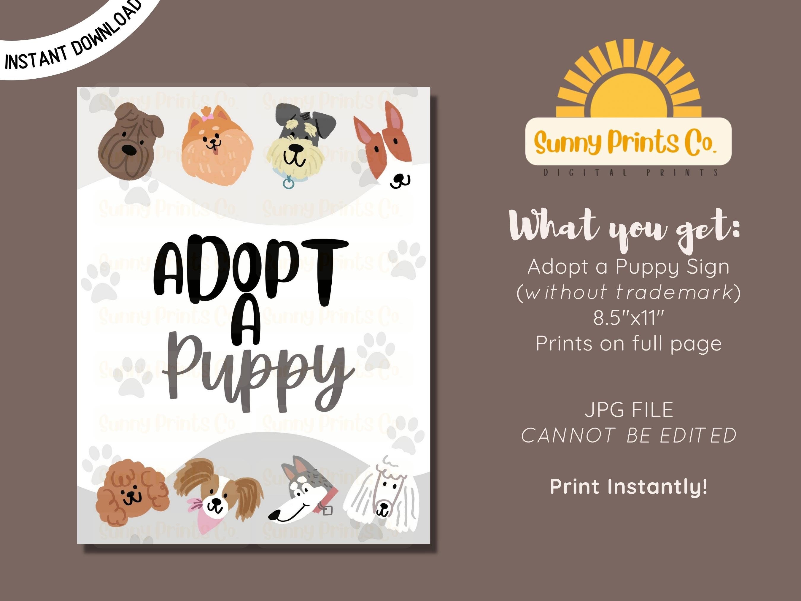 Puppy Adoption Certificate Adopt a Puppy Sign Dog Adoption - Etsy