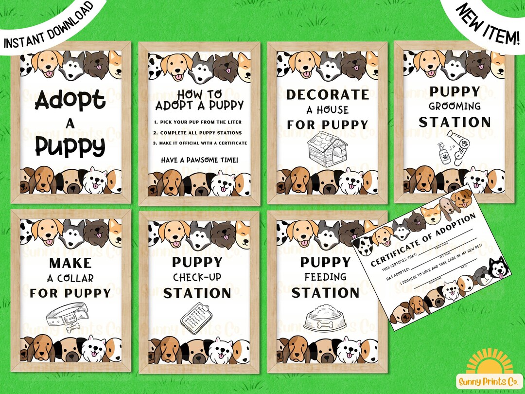 New! Puppy Party Activity Set, Adopt a Puppy Party, Dog Adoption ...