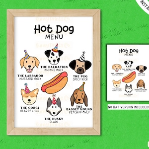 New! Hot Dog Bar Menu Sign, Printable, Birthday Party, Puppy Adoption ...