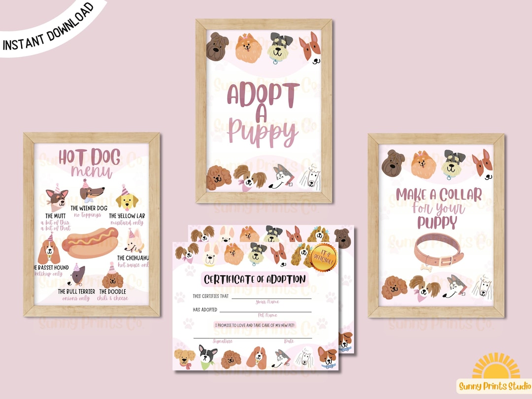 Puppy Party Bundle, Adopt a Puppy, Dog Adoption Birthday Party, Dog ...