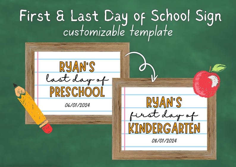 First & Last Day of School Sign Printable Back to School Fully ...