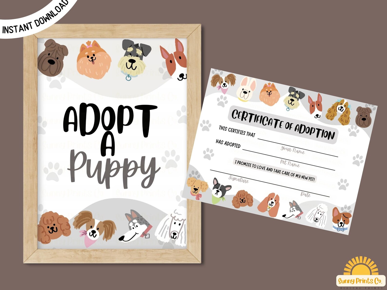 Puppy Adoption Certificate Adopt a Puppy Sign Dog Adoption - Etsy