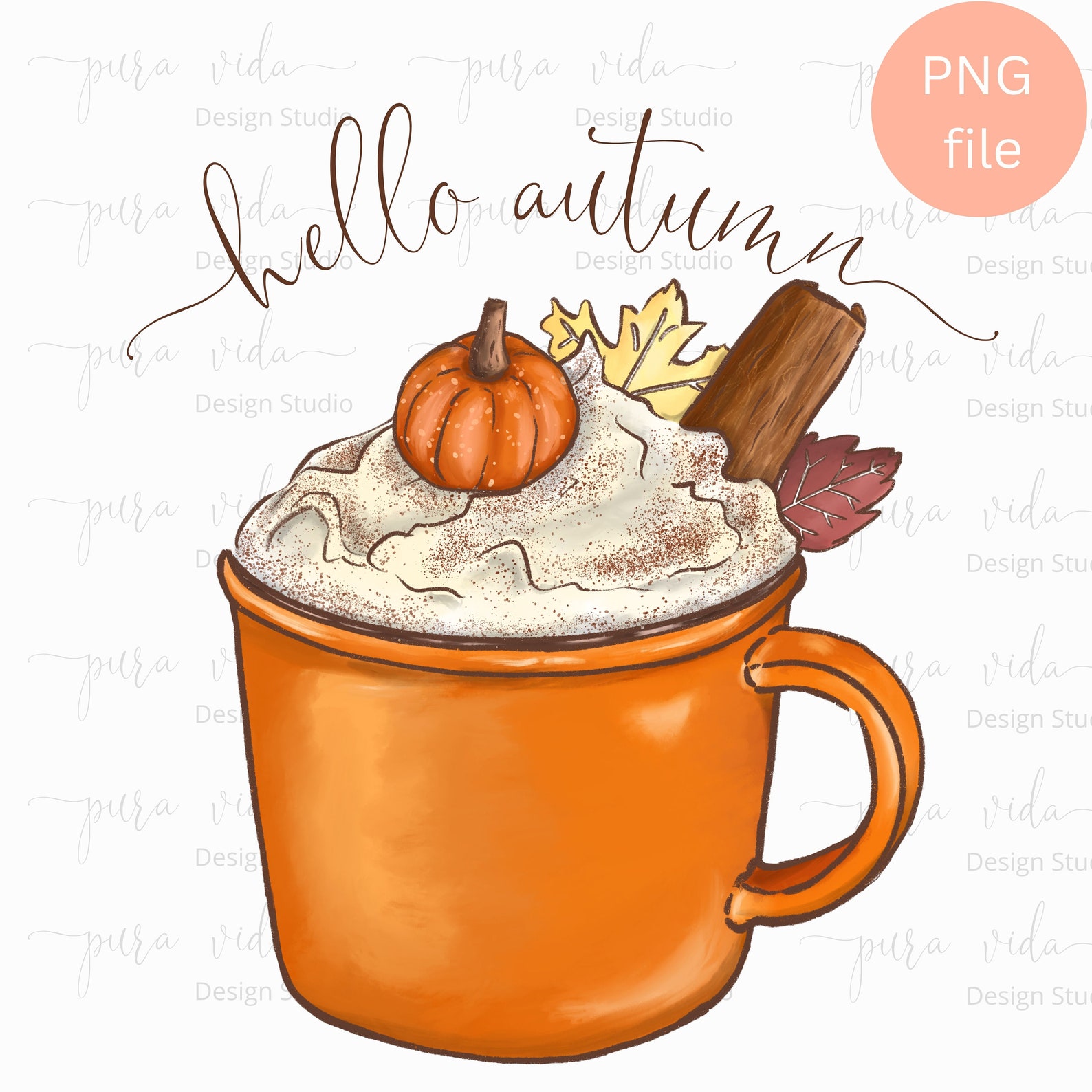 Set of 2 Fall Coffee Png/hello Autumn Png/cute Fall Drinks Png ...