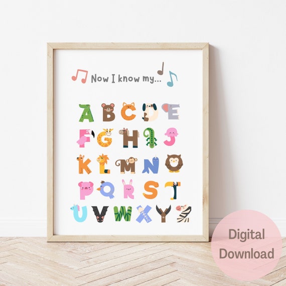 Animal Alphabet Print/now I Know My Abc/nursery Decor Wall Art - Etsy