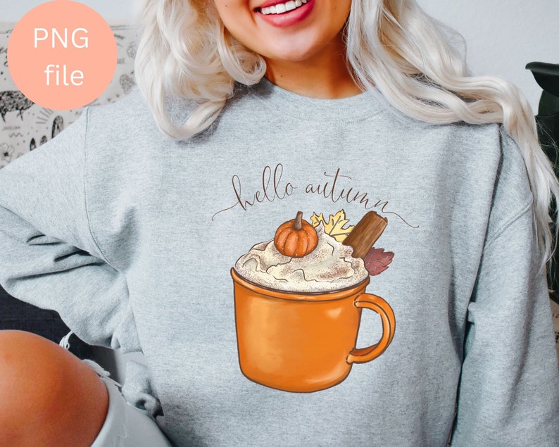 Set of 2 Fall Coffee Png/hello Autumn Png/cute Fall Drinks Png ...