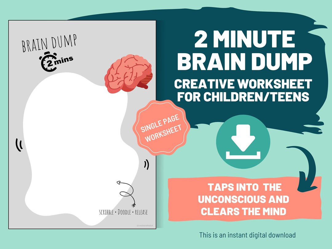 Brain Dump PRINTABLE Creative Worksheet Mindfulness for Kids & Teens ...
