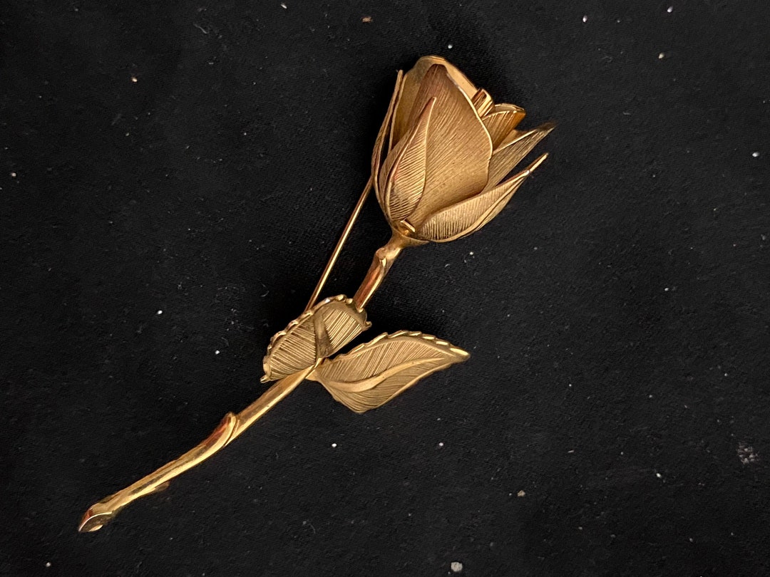 Vintage Giovanni Rose Brooch Pin, Brass - Etsy