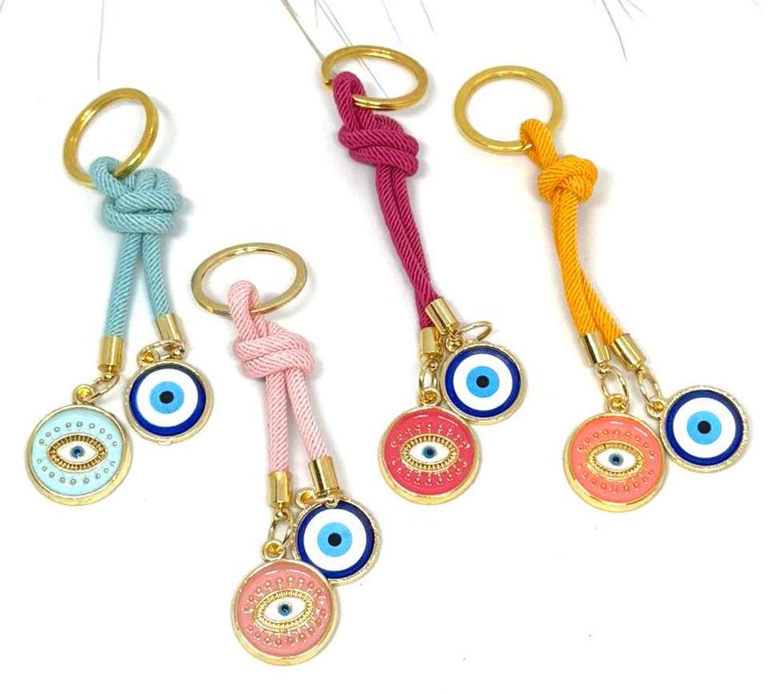 Metal and Cord Evil Eye Keychains / Elegant Evil Eye Keychains / Bag ...
