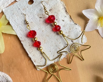 Sun Handmade Wire Earrings With Crystal Gemstone - Etsy