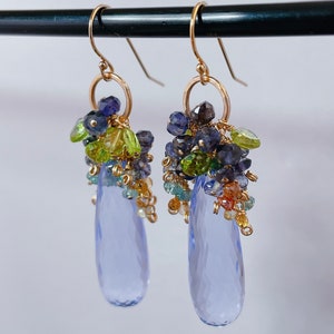 Blue Topaz Quartz Cluster Earrings Are a Beautiful Addition to - Etsy