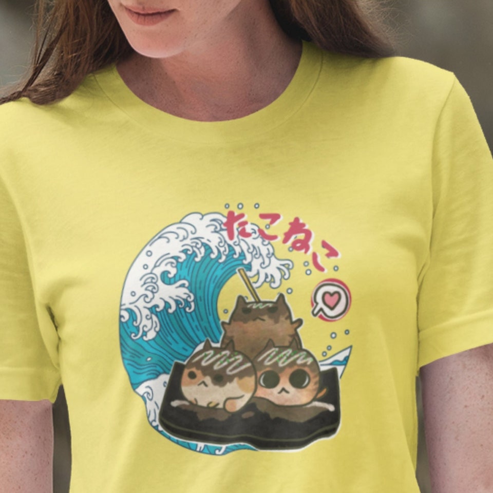 Japanese Takoyaki Tako Neko Cat T-Shirt sold by Pinkzam Wesell | SKU 12351010 | 65% OFF Printerval