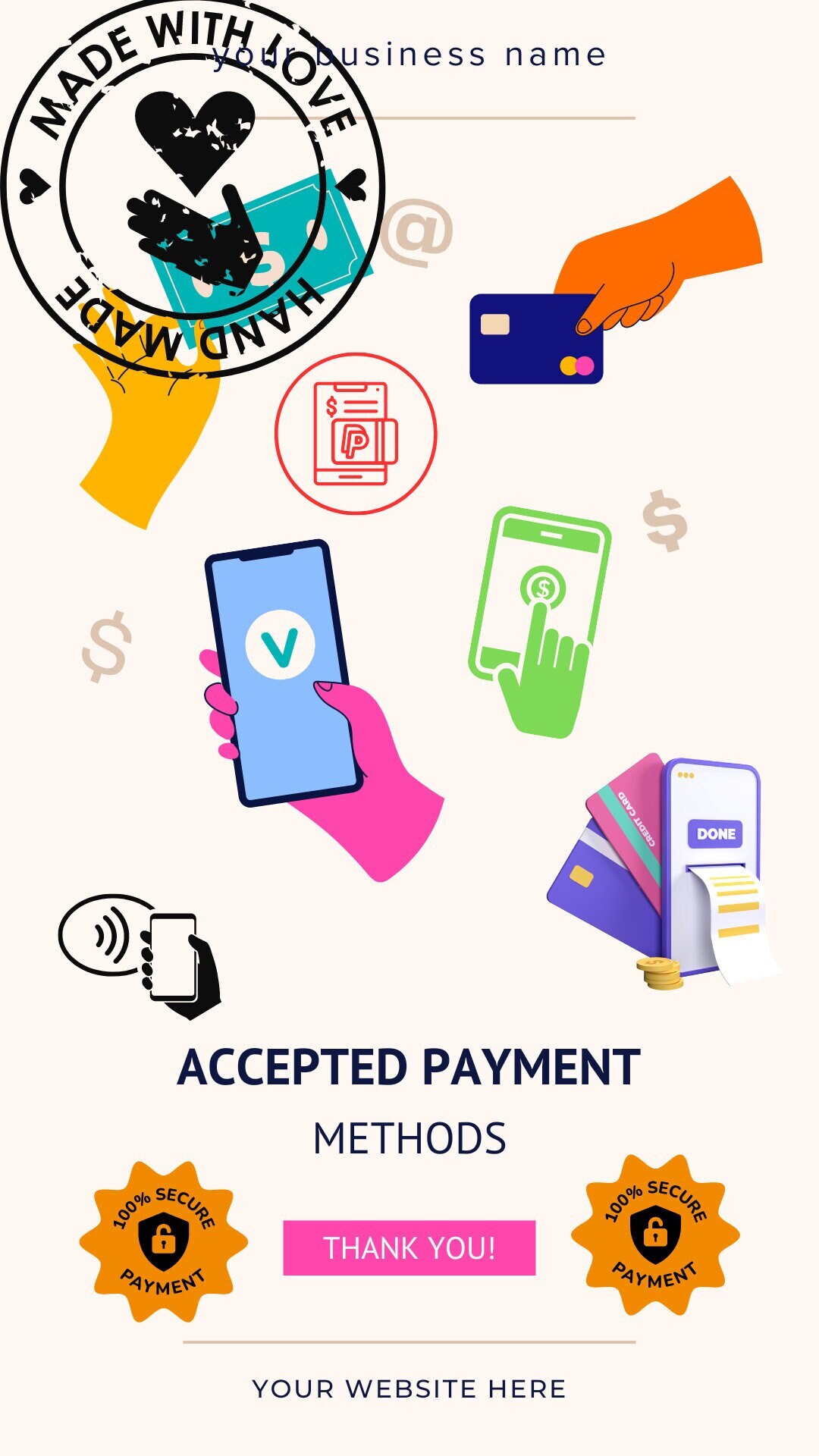 Payment Method Templates for Small Business, Canva Editable Template ...