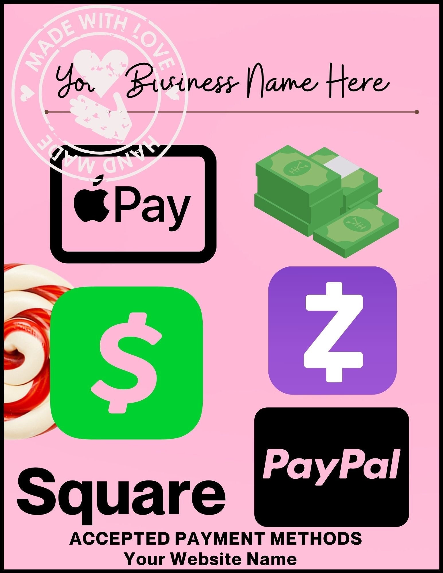 Payment Method Templates for Small Business, Canva Editable Template ...