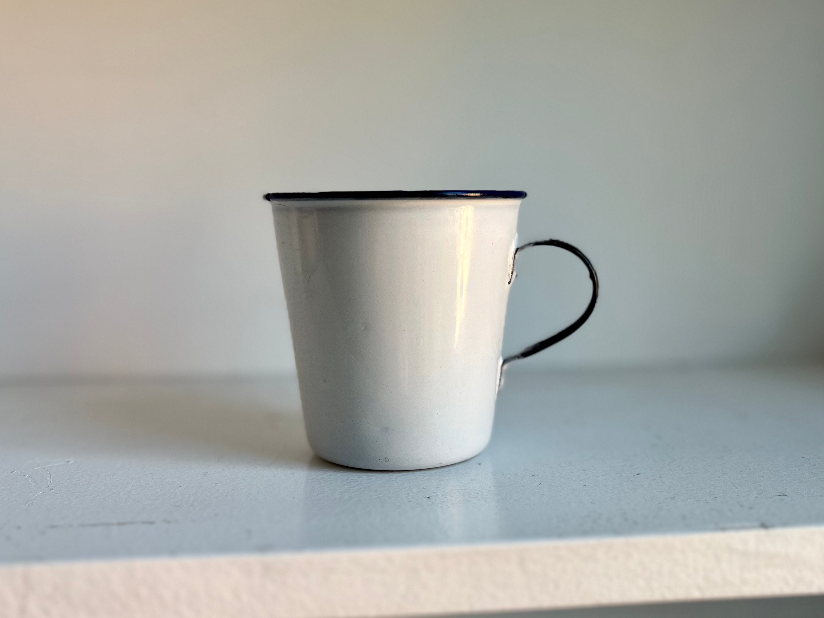 Classic Swedish White Enamelware Coffee/tea Cup With Ker Sweden Stamp ...