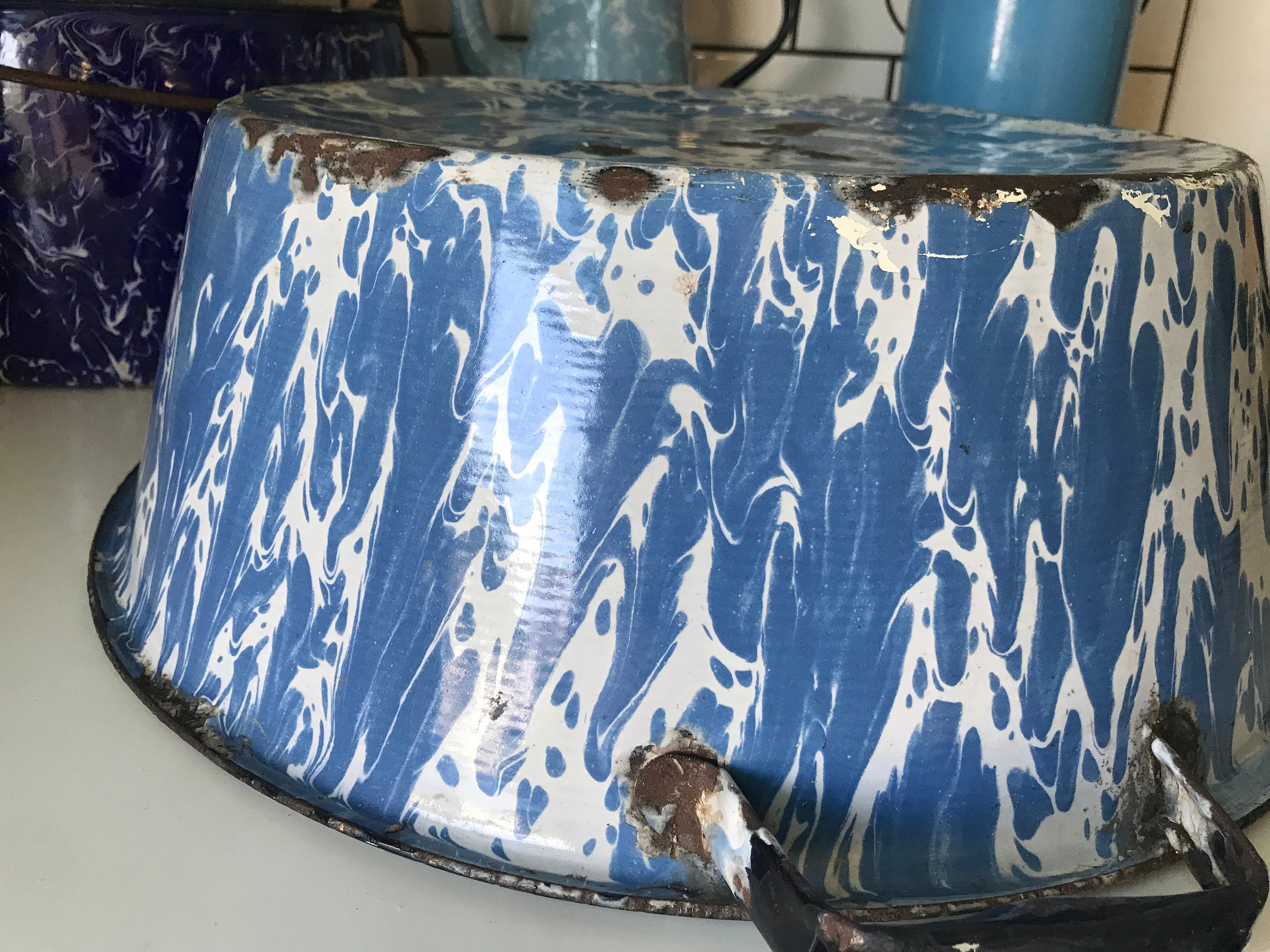 Giant One Handled Swirl Graniteware Enamelware Basin - Etsy