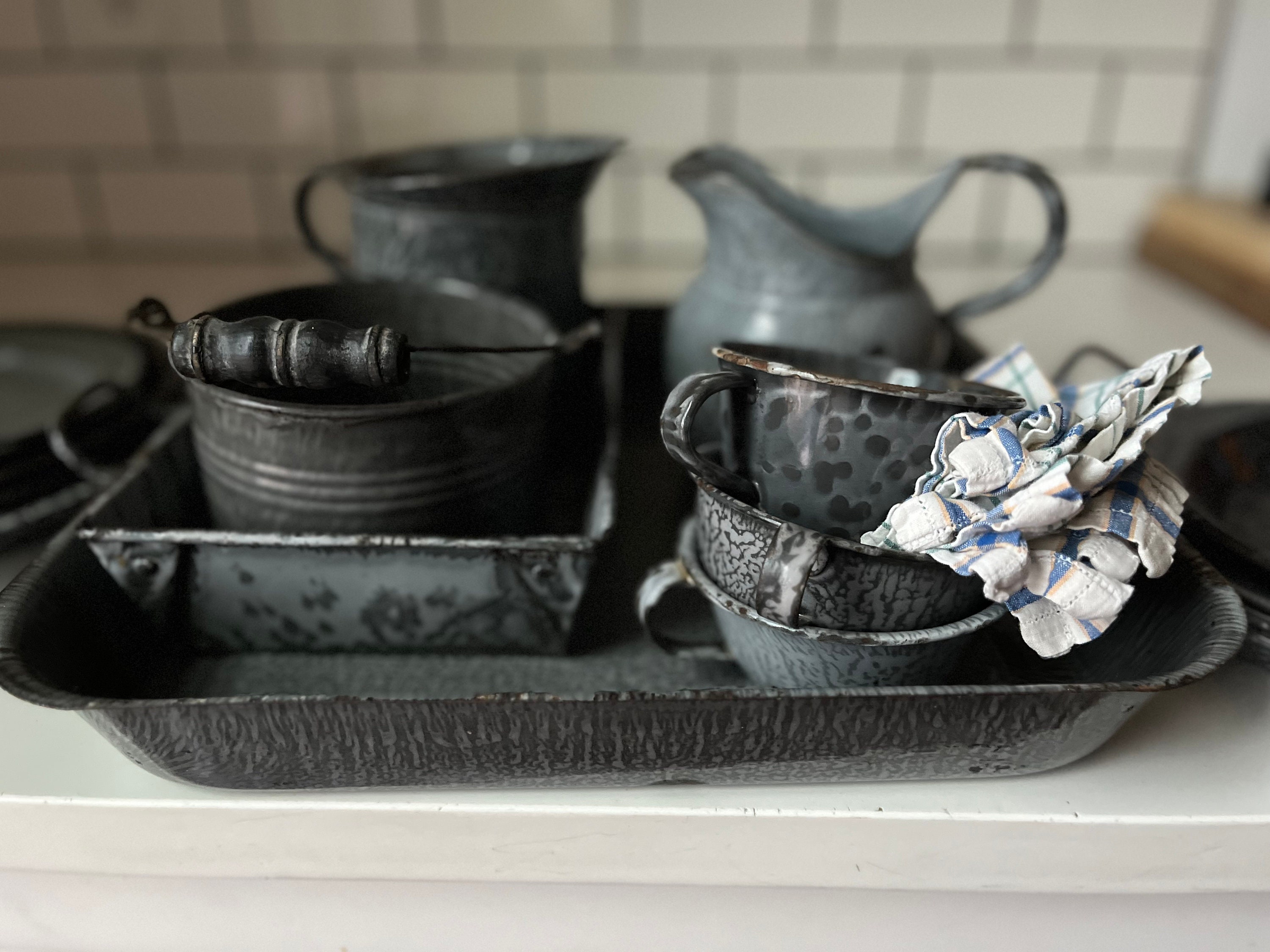 Very Rare Perfect Large Square Graniteware Pan With Riveted Handles - Etsy
