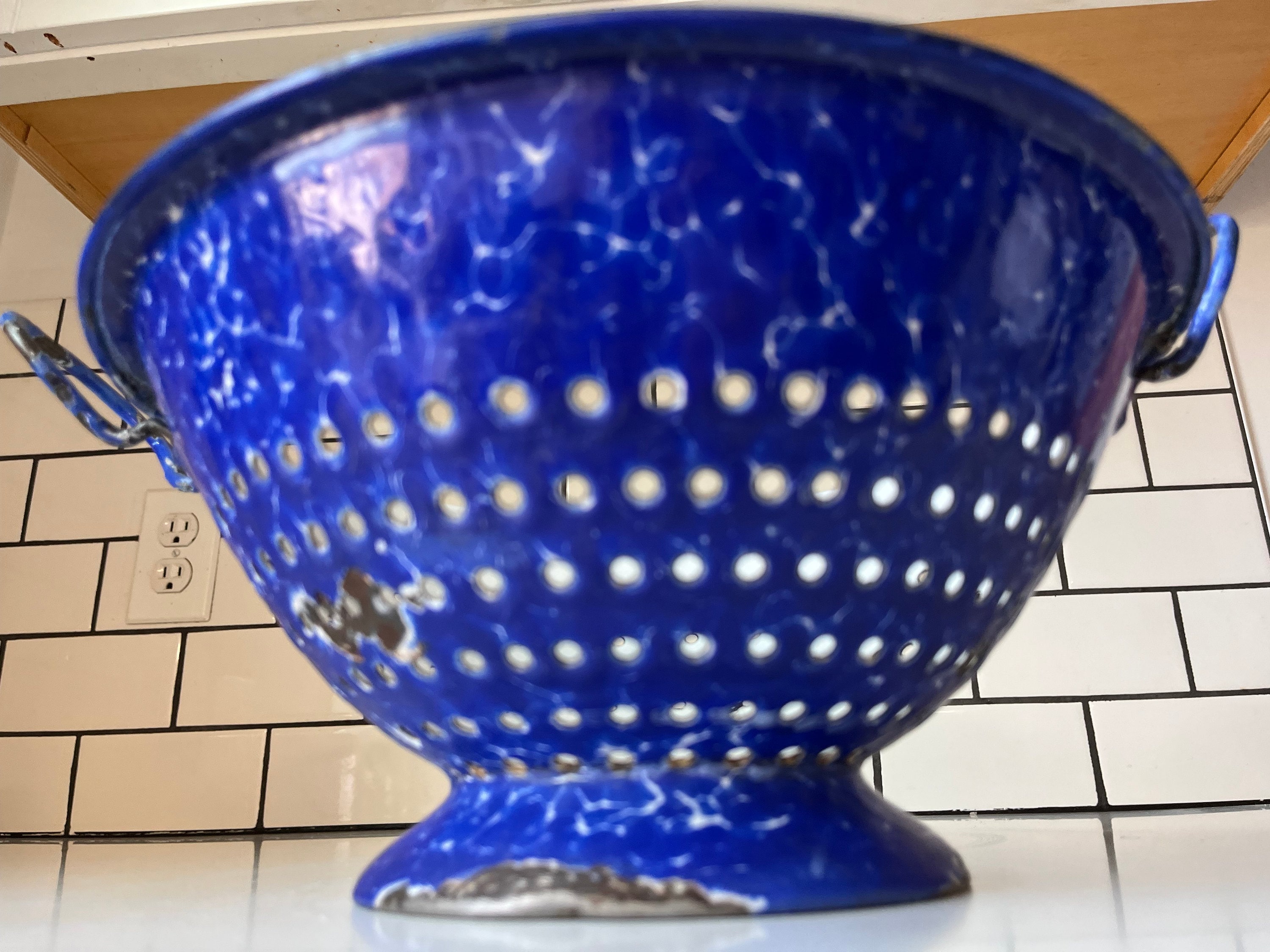 Large Enamelware Colander With Pedestal and Marked Austria Elite - Etsy