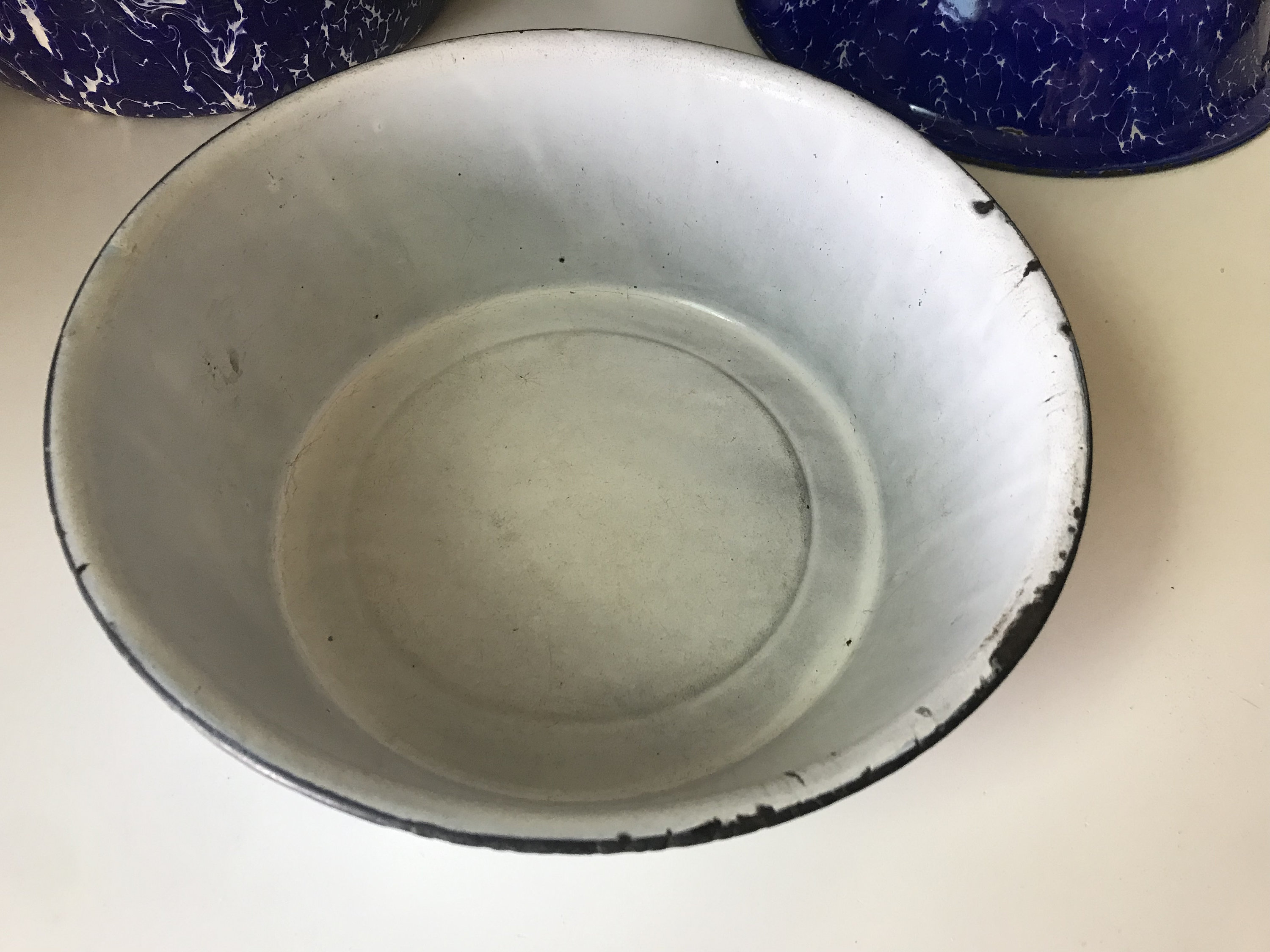 Fantastic Deep Blue and White Swirl Enamelware Bowl Basin - Etsy