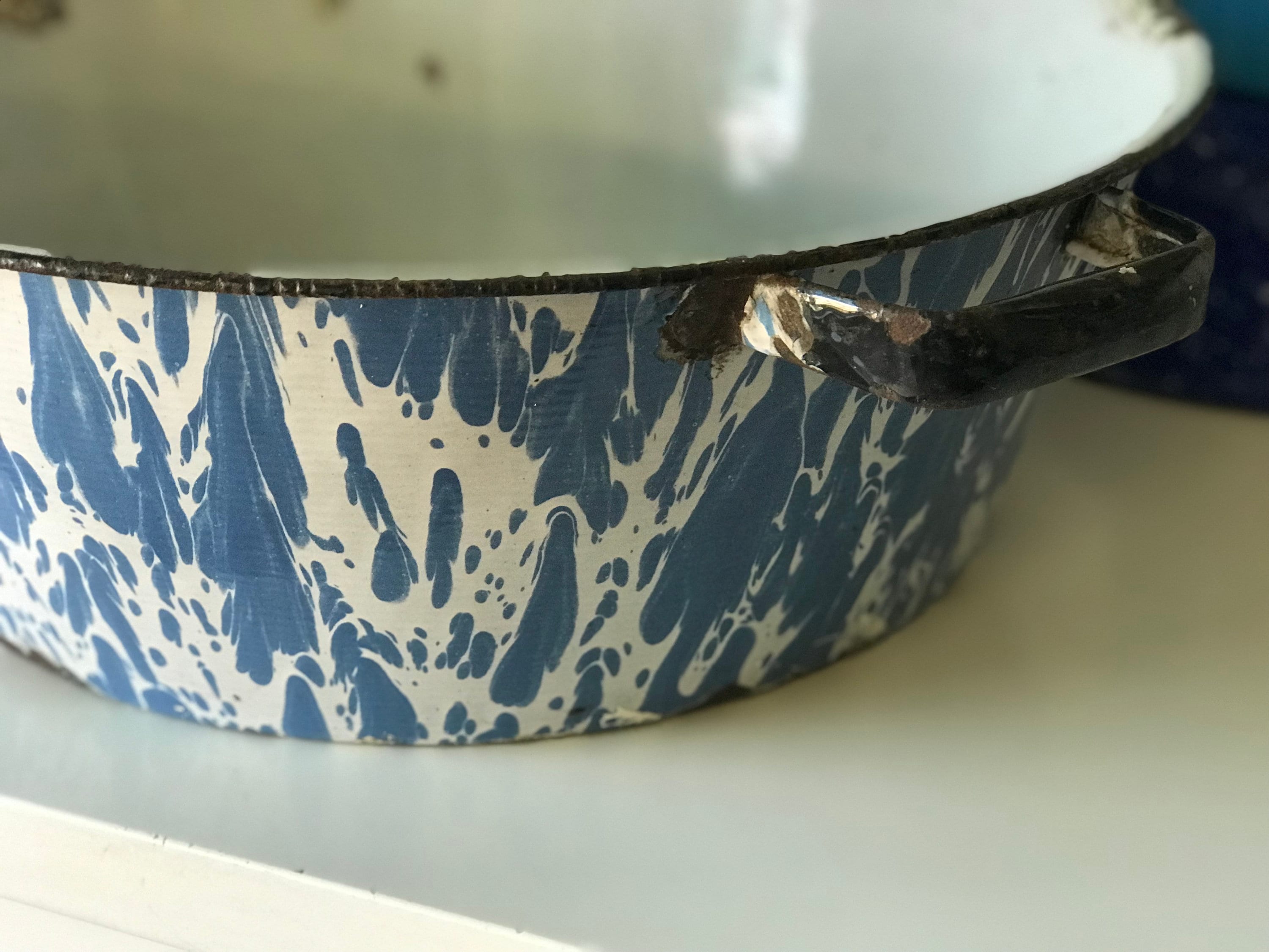 Giant One Handled Swirl Graniteware Enamelware Basin - Etsy