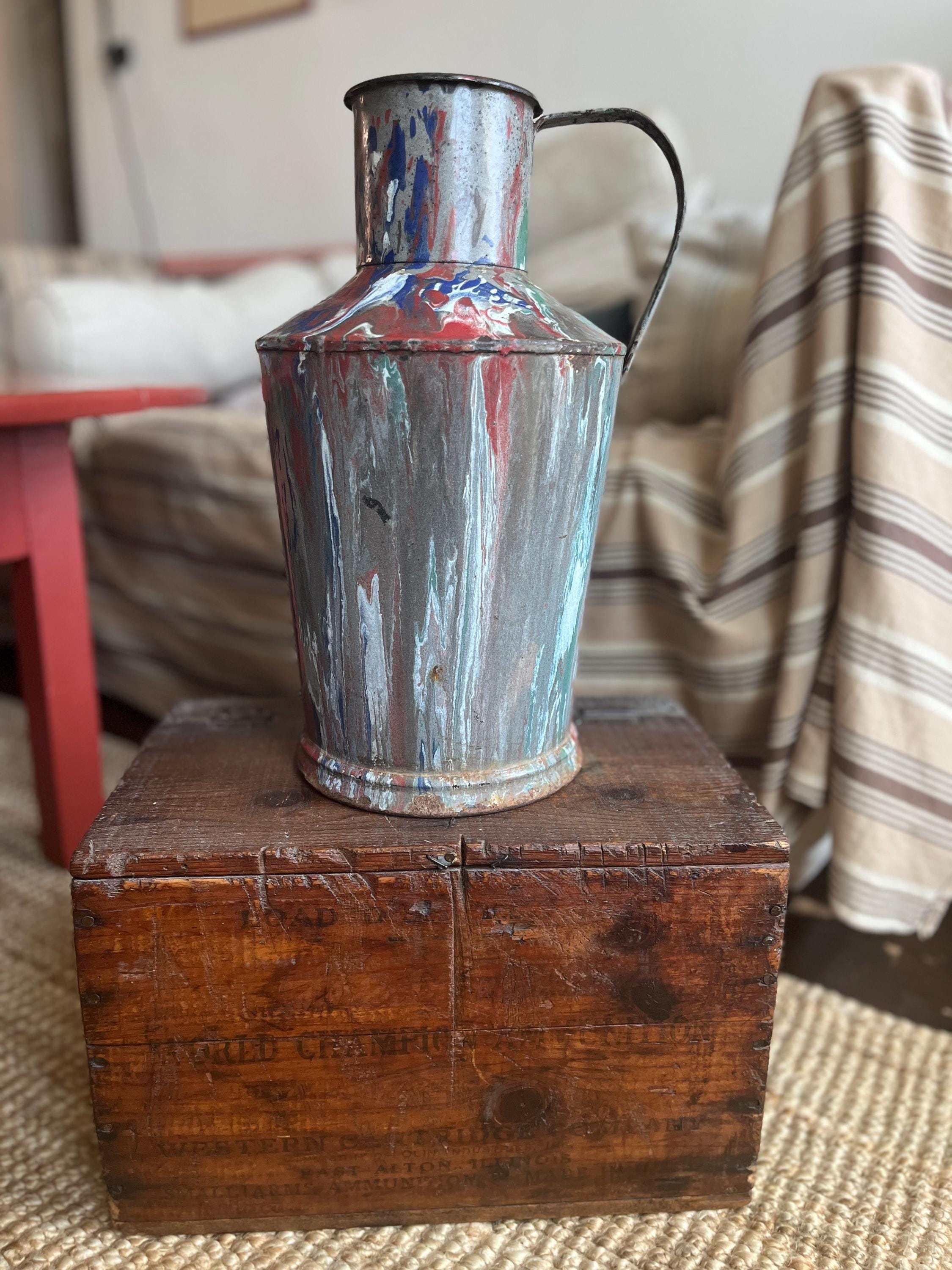 Rarest of Rare Jumbo Grey Graniteware Jug in End of Day Pattern - Etsy