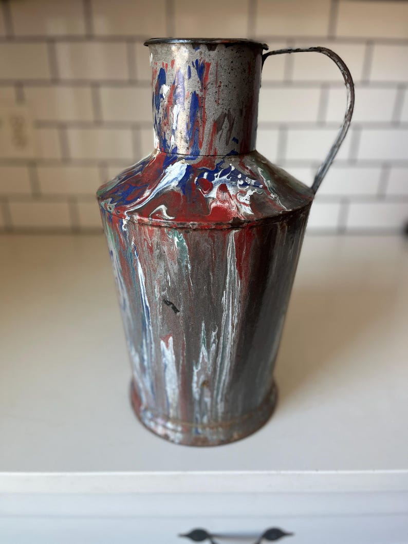 Rarest of Rare Jumbo Grey Graniteware Jug in End of Day Pattern - Etsy