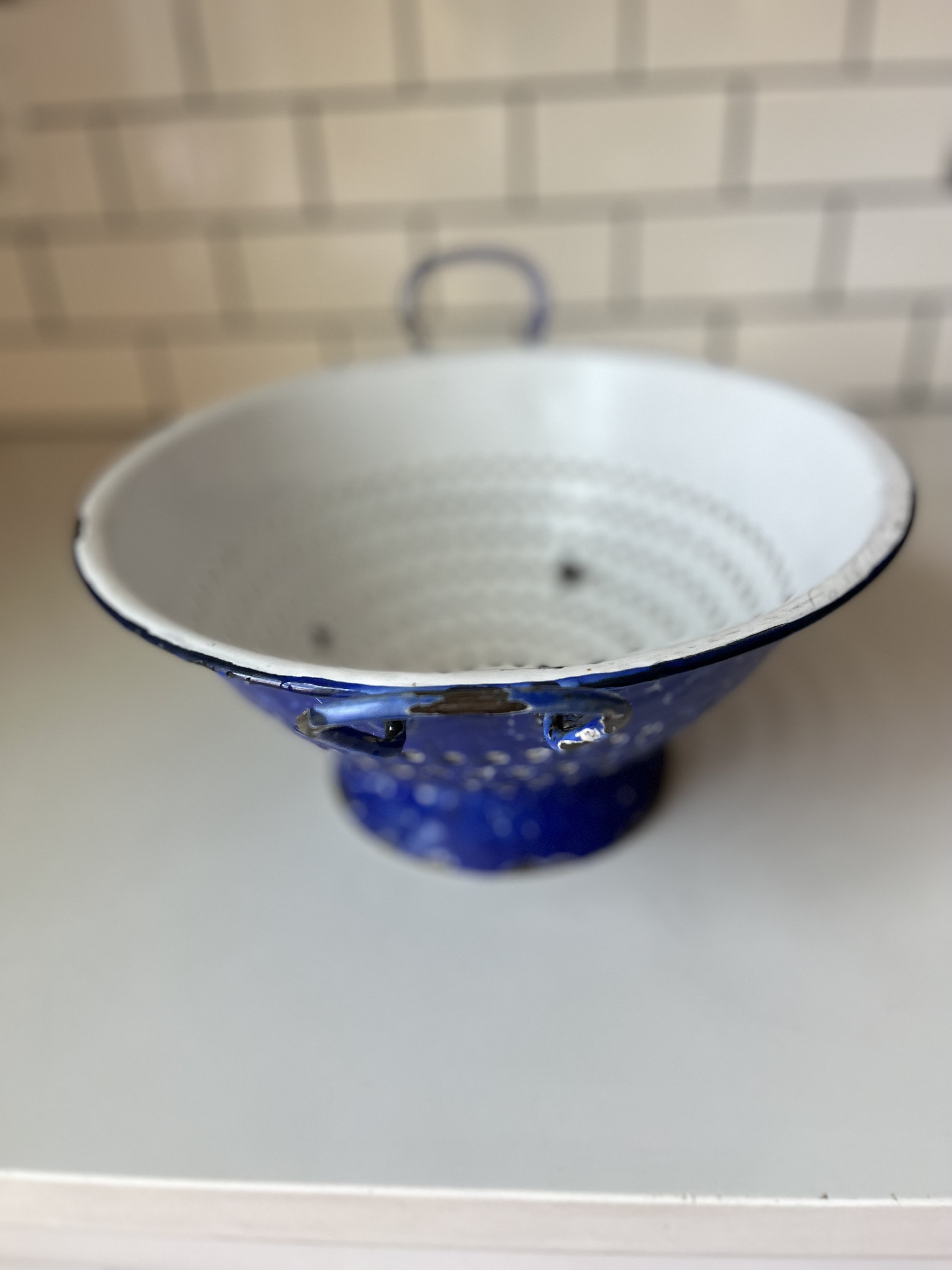 Large Enamelware Colander With Pedestal and Marked Austria Elite - Etsy