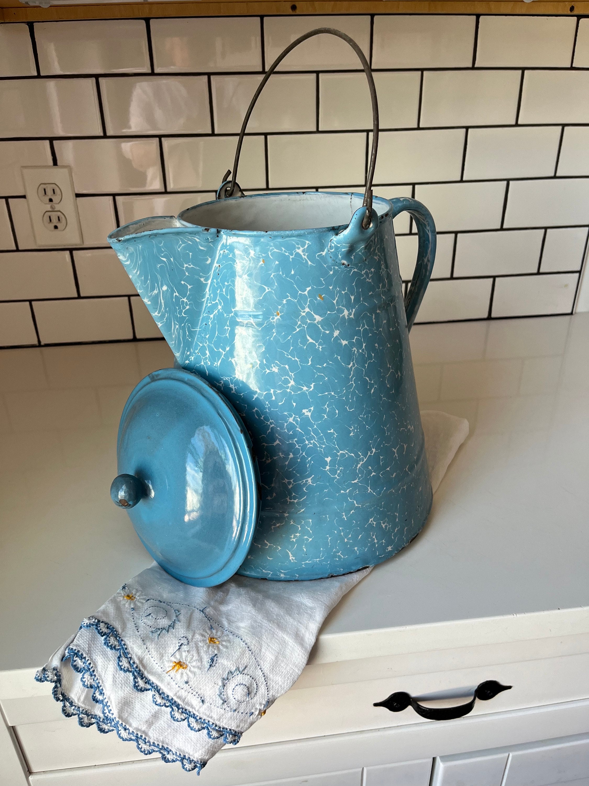 Jumbo Sized Pitcher in Sky Blue With a Unique Solid Blue Lid. - Etsy