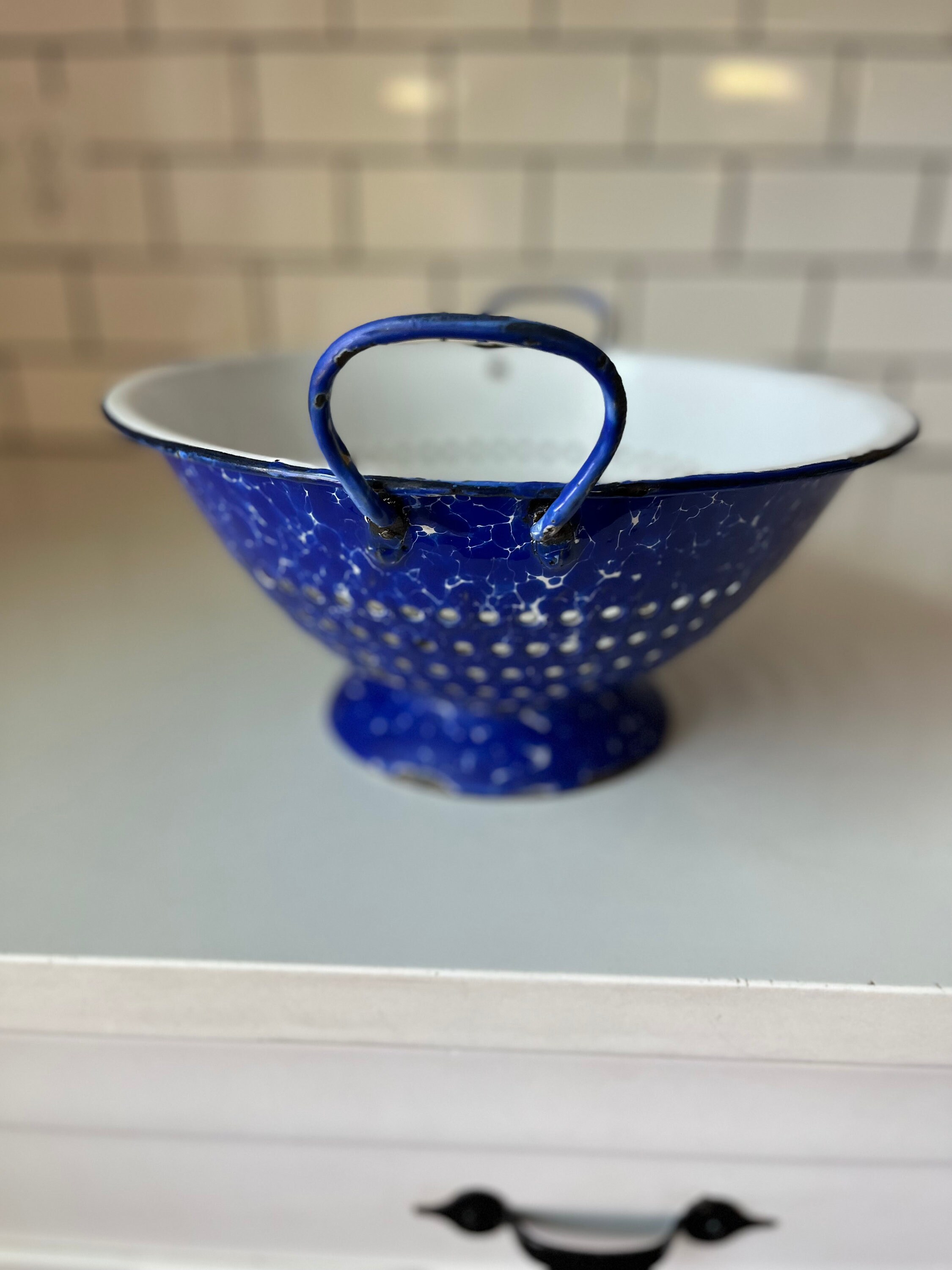Large Enamelware Colander With Pedestal and Marked Austria Elite - Etsy