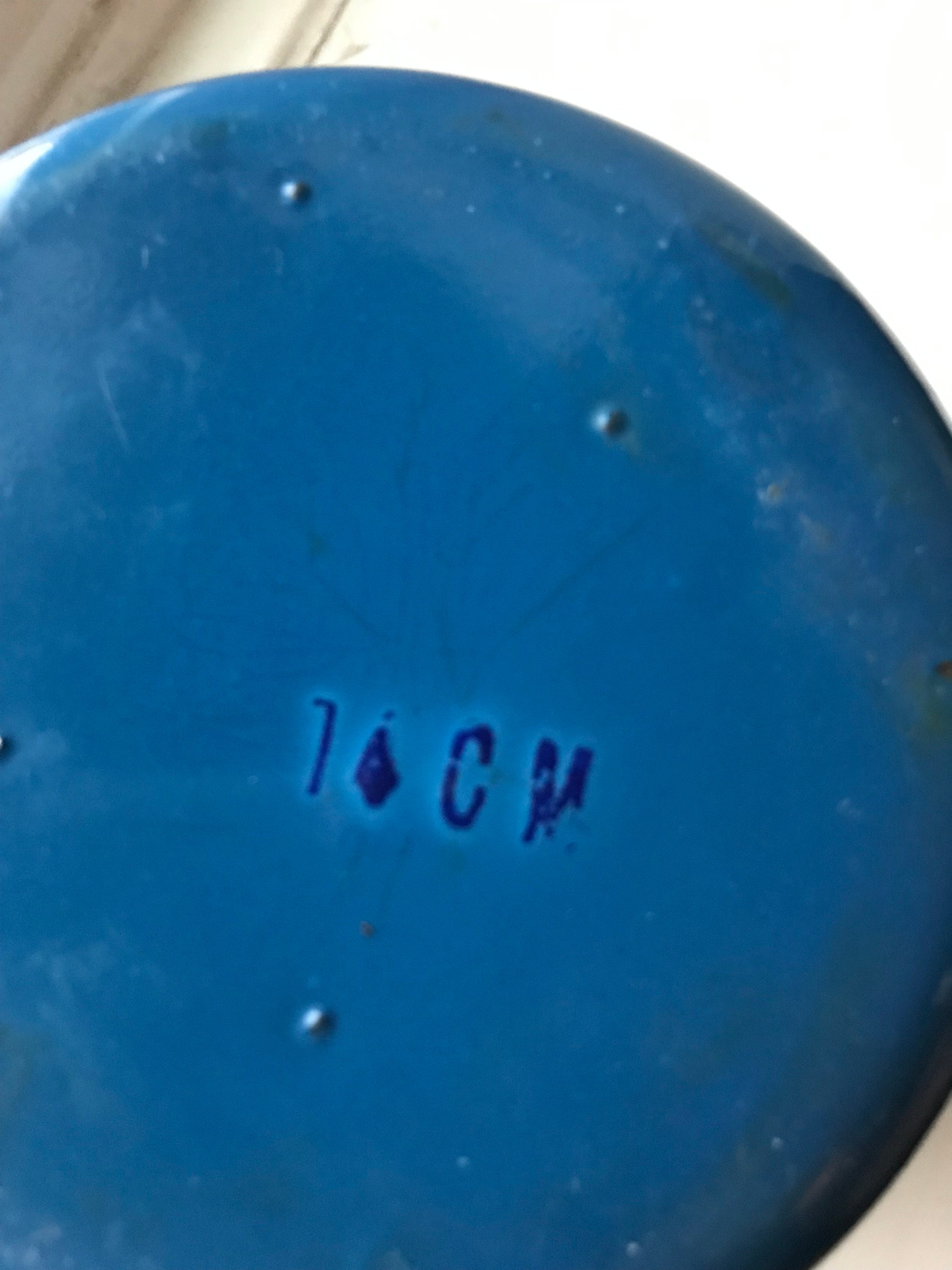 Blue Enamel Bucket With Shield Shaped Paper Label - Etsy