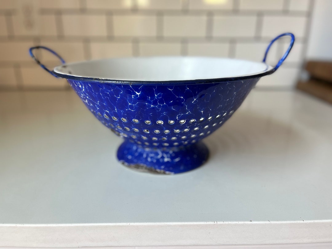 Large Enamelware Colander With Pedestal and Marked Austria Elite - Etsy