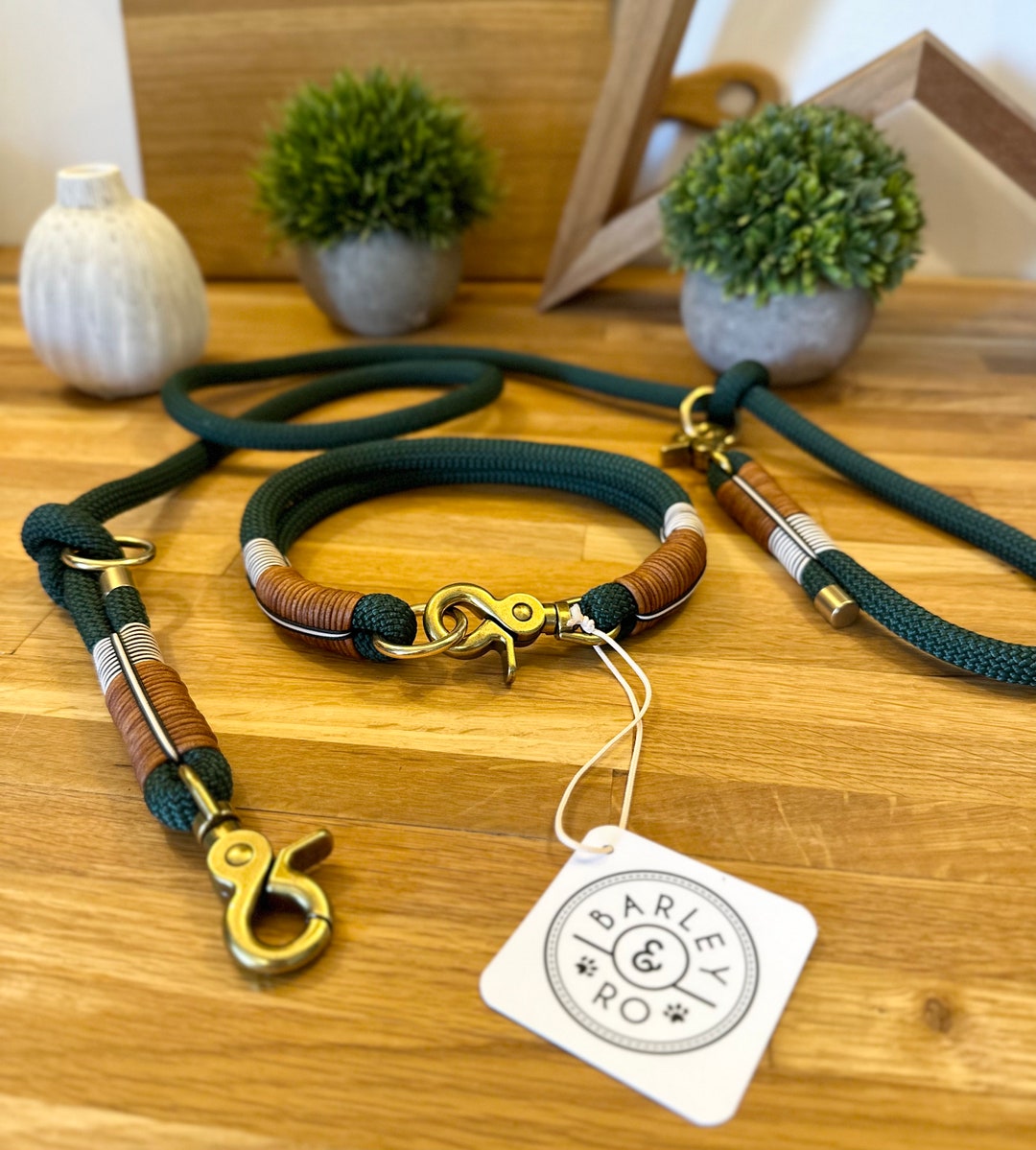 The Pine | Barley & Ro | Junior and Adult | Bespoke Collar and Leads | Rope Design | Handmade in ...