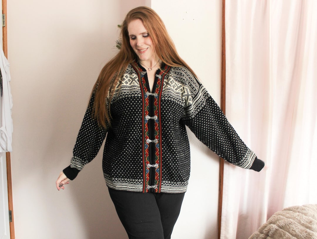 Vintage Dale of Norway Sweater · Fair Isle Norwegian Black White Wool ...
