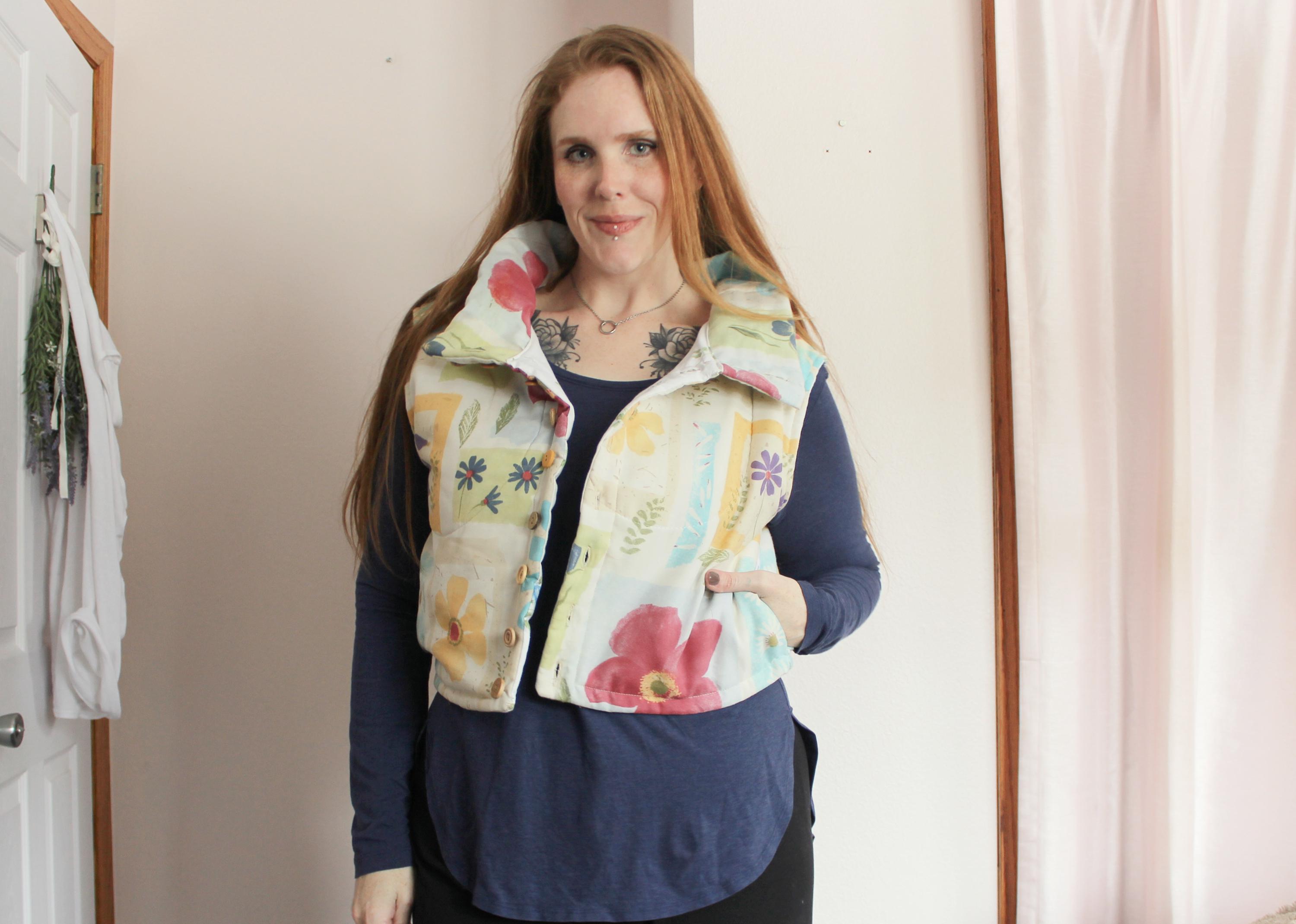 M-XL Blanket Vest · Upcycled Floral Crop Puffer · Sleeveless Top · M ...