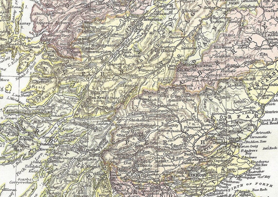 SCOTLAND Rare 1886 Antique Digital Map Vintage Art Wall - Etsy